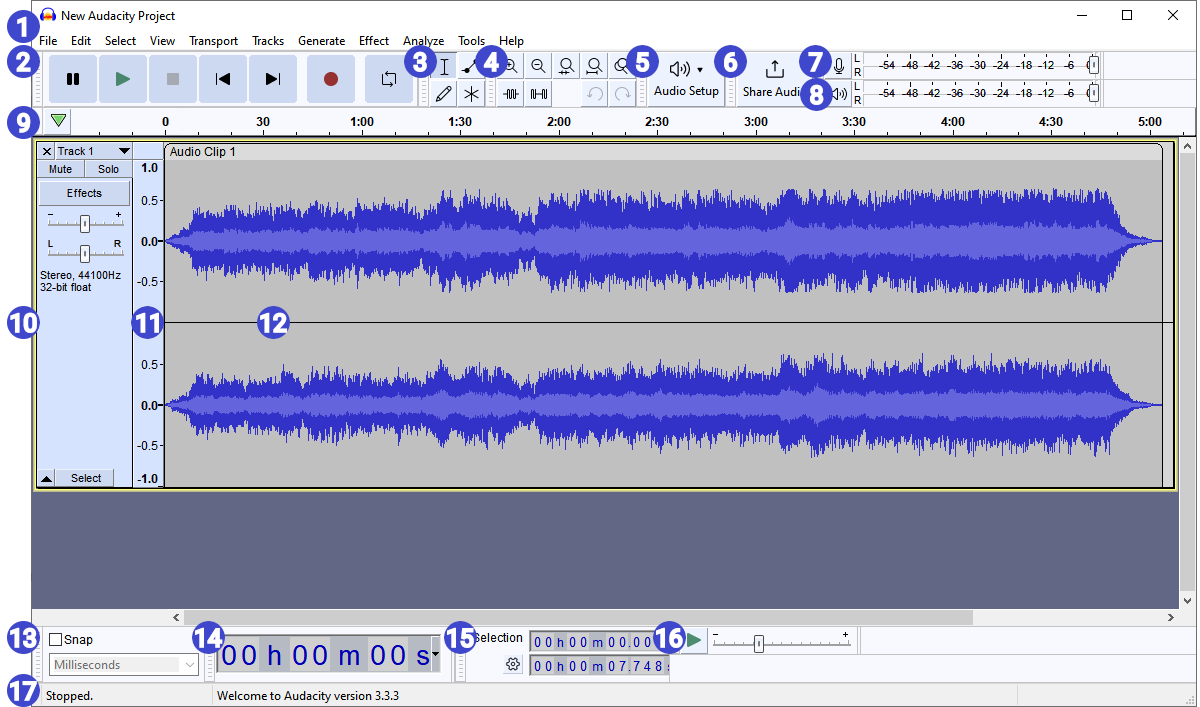 Audacity project window - Learning Audacity